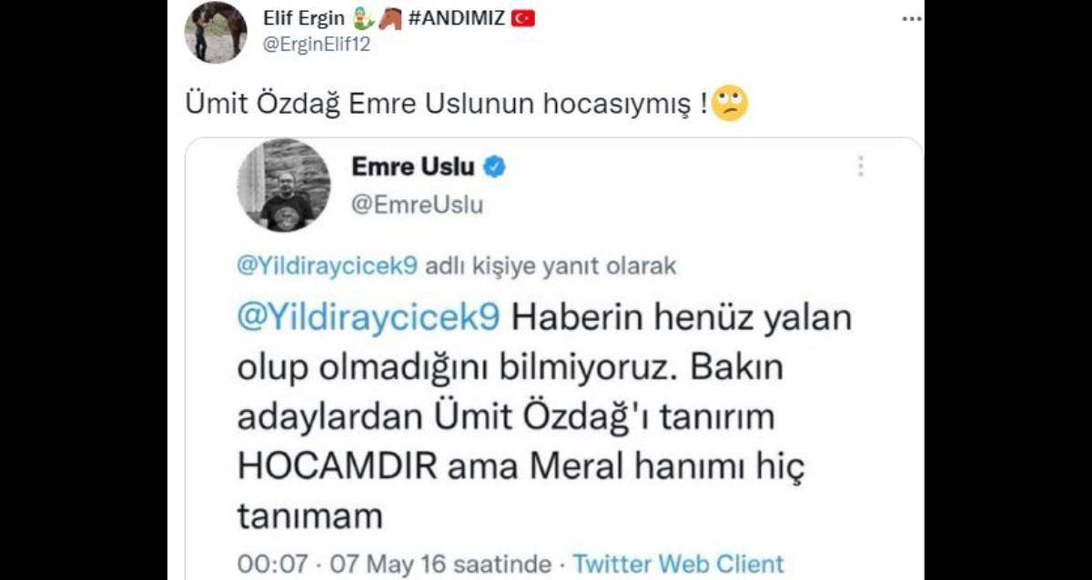 Ümit Özdağ Emre Uslunun hocasıymış